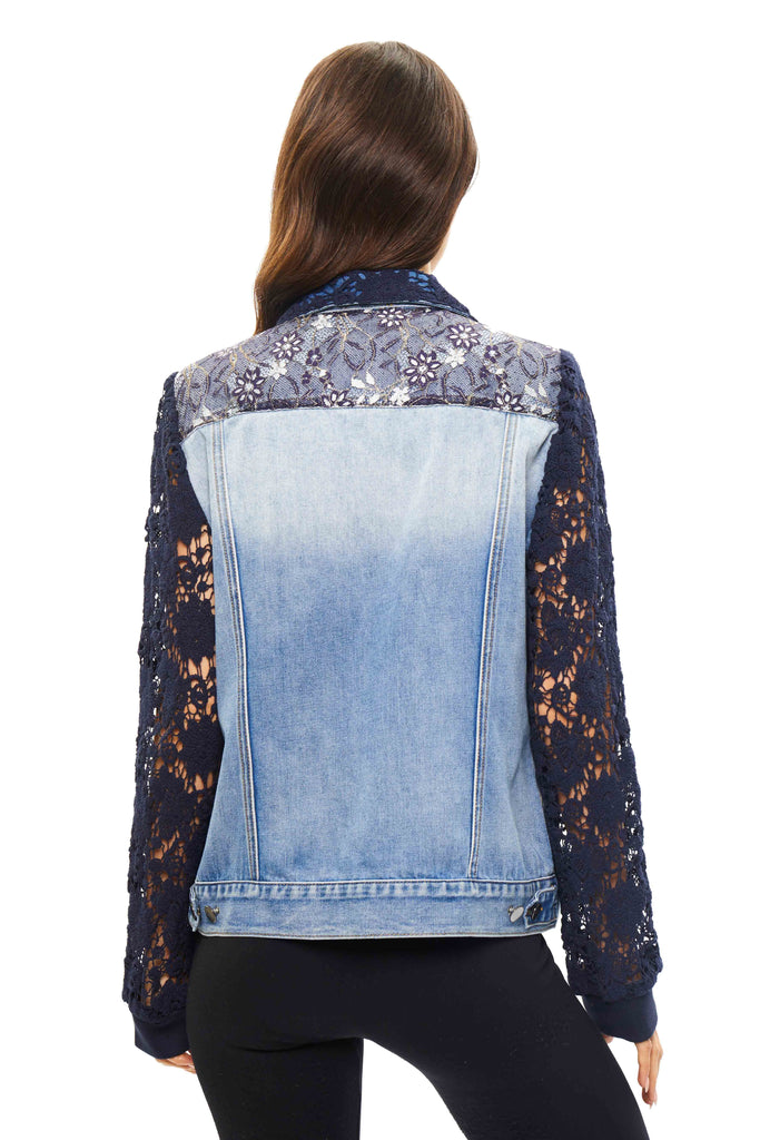 Denim Jacket with Lace Detail | Patchington